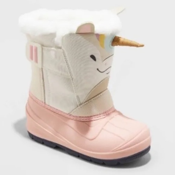 Cat & Jack | Shoes | Little Girls Pink Unicorn Winter Snow Boots ...